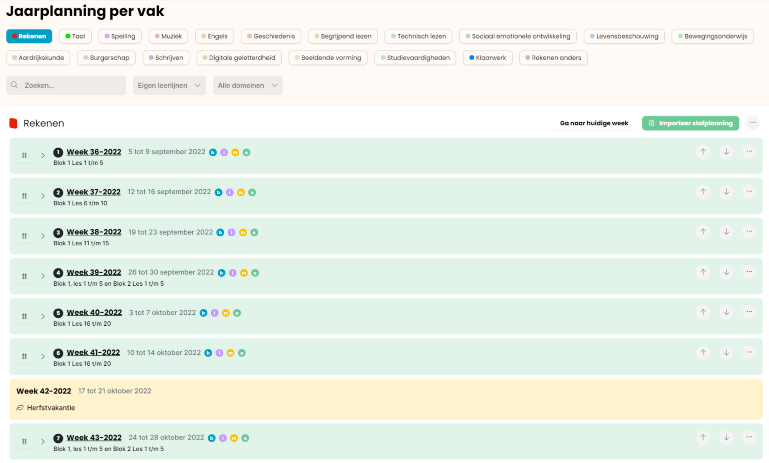 jaarplanning - Klasseplan