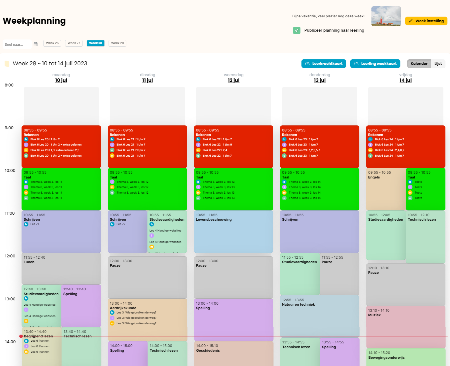 weekplanning - Klasseplan